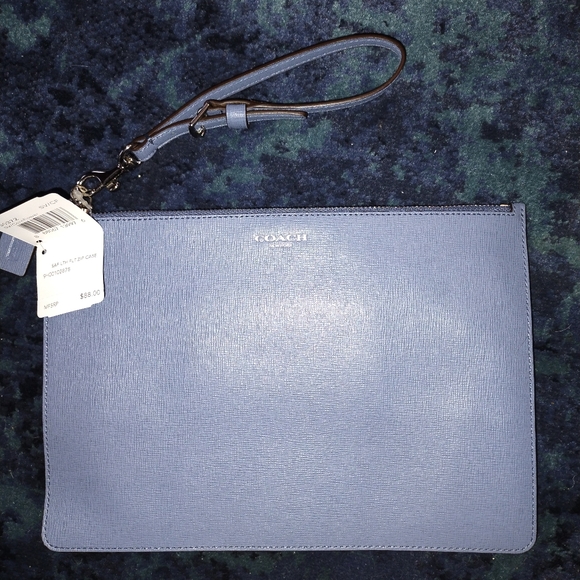 Coach | Bags | Coach Leather Wristlet Cornflower Blue | Poshmark